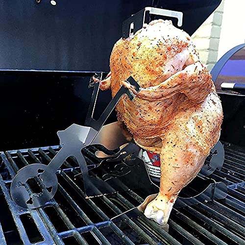 Hovico Portable Chicken Stand Beer American Motorcycle BBQ Stainless Steel Rack, Portable Beer Butt Chicken Stand, Beer Chicken Roaster, BBQ Chicken Rack for Outdoor Grills