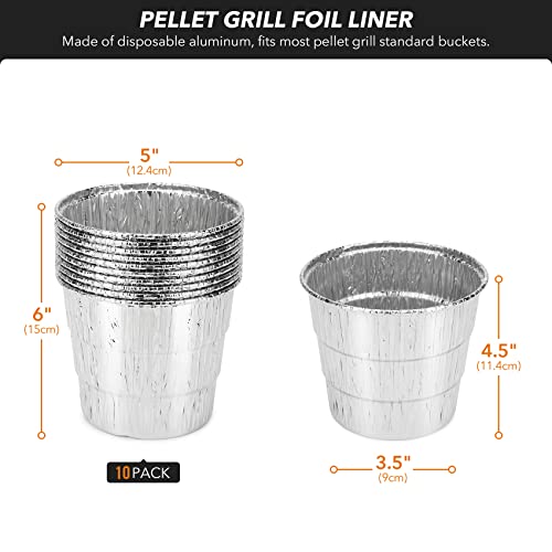 Stanbroil Grill Grease Drip Bucket with 10-Pack Disposable Foil Liners, Wood Pellet Grills Replacement for Traeger, Pit Boss, Camp Chef, Louisiana, Replacement Parts for Traeger HDW152 BAC407z