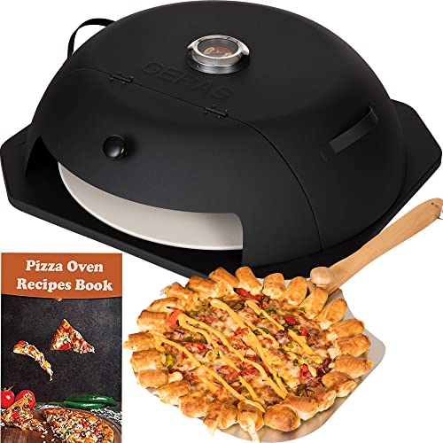 Geras Pizza Oven Outdoor for Grill - Grill Top Pizza Oven For Outside - Pizza Stone, Pizza Peel Kit - Small Portable Home Backyard BBQ Pizzas Maker Charcoal Grill, Pellet, Propane Gas and Wood Fire