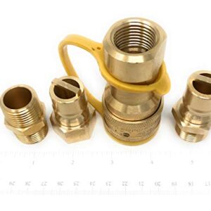 1/2" QDD LP Gas Quick Connect/Disconnect Connector Kit [18654] Solid Brass Dust cover 1/2" NPT Male x QC insert,1/2" NPT Female x QCC Insert Male Nipple 1/2" NPT Natural Gas Propane Fitting Connector