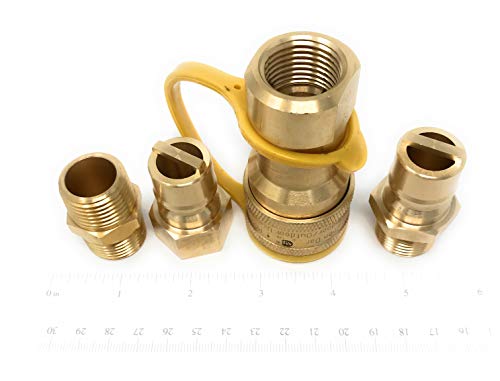 1/2" QDD LP Gas Quick Connect/Disconnect Connector Kit [18654] Solid Brass Dust cover 1/2" NPT Male x QC insert,1/2" NPT Female x QCC Insert Male Nipple 1/2" NPT Natural Gas Propane Fitting Connector