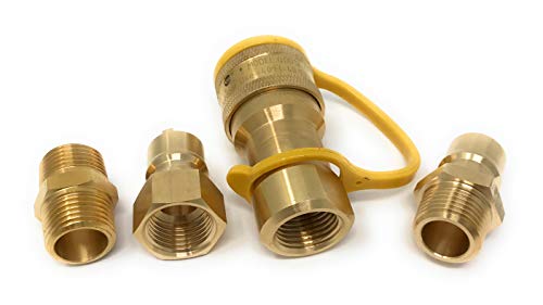 1/2" QDD LP Gas Quick Connect/Disconnect Connector Kit [18654] Solid Brass Dust cover 1/2" NPT Male x QC insert,1/2" NPT Female x QCC Insert Male Nipple 1/2" NPT Natural Gas Propane Fitting Connector