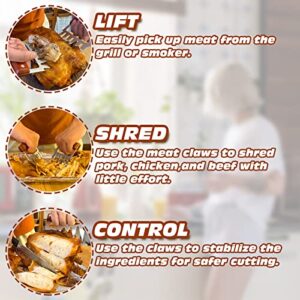 LOPE & NG Meat Handler Shredder Claws Set Of 2 - Wood Stainless Steel BBQ Pulled Pork Paws For Shredding Handing Carving Food