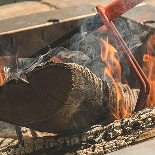 Firebuggz Fireplace Tools 47" Original Log Lugger Campfire Wood Placement Tool, Wood Turner Heavy Duty Metal Outdoor Campfire Accessories, Log Grabber Fire Tongs for Fire Pit, Made in USA