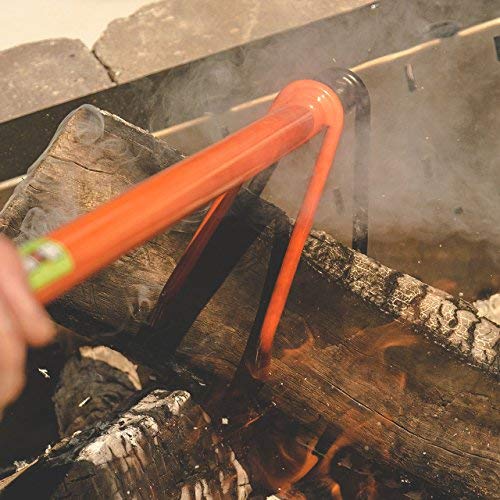 Firebuggz Fireplace Tools 47" Original Log Lugger Campfire Wood Placement Tool, Wood Turner Heavy Duty Metal Outdoor Campfire Accessories, Log Grabber Fire Tongs for Fire Pit, Made in USA