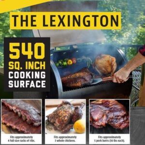 Lexington 540 square inch wood pellet grill with a meat probe and a flame broiler (38.70 x 24.00 x 42.50 Inches, Bronze)