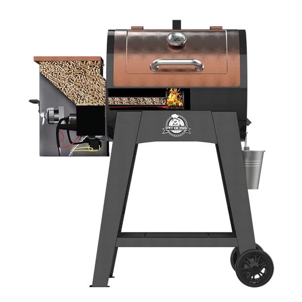 Lexington 540 square inch wood pellet grill with a meat probe and a flame broiler (38.70 x 24.00 x 42.50 Inches, Bronze)