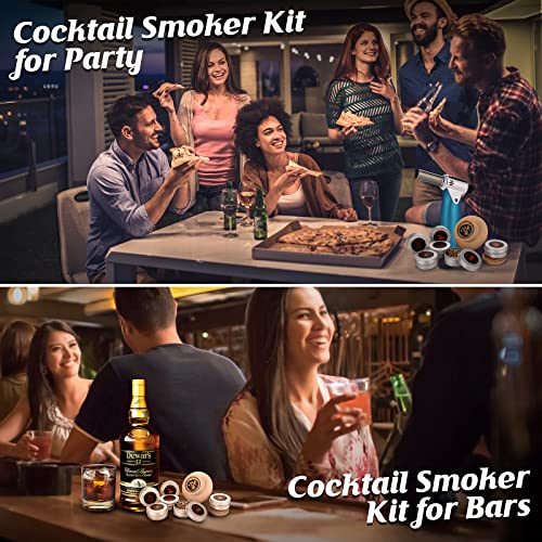 Cocktail Smoker Kit With Torch, Old-fashioned Whiskey Smoker Infuser Kit for Party, 6 Flavored for Cocktail, Whiskey, Bourbon Smoker Lover, Gifts for Birthday, Men, Dad, Husband (Without Butane)