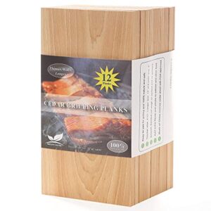 12 Pack Cedar Grilling Planks with Thicker (4/10”) & Larger (12”x 6”) Size. Add Extra Flavor and Smoke to Salmon - BBQ China Incense Cedar Planks for Grilling Salmon, Fish, Steak and Veggies.