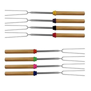 Jtshy Marshmallow Roasting Sticks,Marshmallow Sticks Kit Extending Roaster 32 Inch Set of 8 Telescoping Stainless Steel. Smores Skewers & Hot Dog Forks Kids Camping Campfire Fire Pit Accessories.