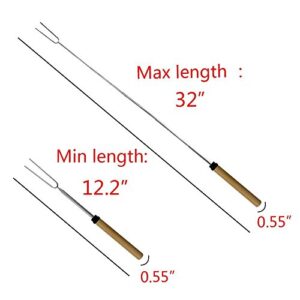 Jtshy Marshmallow Roasting Sticks,Marshmallow Sticks Kit Extending Roaster 32 Inch Set of 8 Telescoping Stainless Steel. Smores Skewers & Hot Dog Forks Kids Camping Campfire Fire Pit Accessories.