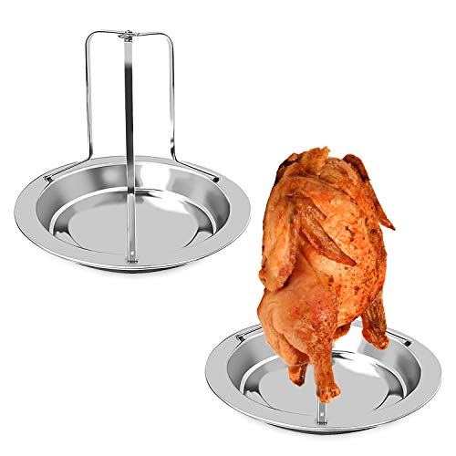 Chicken Roaster Rack,2 Pack Stainless Steel Beer Can Chicken Holder Vertical Roaster Rack Chicken Roasting Rack Roasting Pan for Grill Oven BBQ