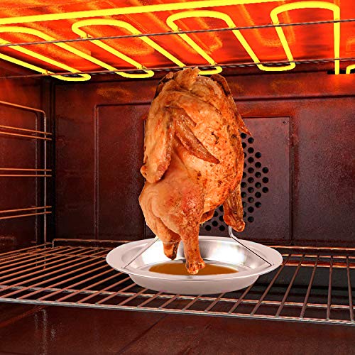 Chicken Roaster Rack,2 Pack Stainless Steel Beer Can Chicken Holder Vertical Roaster Rack Chicken Roasting Rack Roasting Pan for Grill Oven BBQ