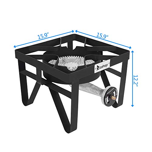 Vasitelan Propane Gas Burners for Outdoor Cooking, 200, 000 BTU Single Burner Outdoor Propane Gas Stove Cooker ,Adjustable Regulator for Camping,Turkey Fry,Backyard,Soup Boiling (Style 1)