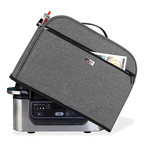 Luxja Dust Cover Compatible with Ninja Foodi Grill (AG301, AG302, AG400), Cover with Storage Pockets, Gray