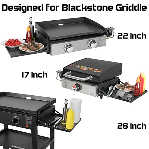 AOKEMAi Grill Side Table for Blackstone 17/ 22/ 28 Inch, Griddle Side Stand Shelf, 22" Blackstone Griddle Caddy, Blackstone Accessories Space Saving BBQ Spatula Holder, for Outside Patio &Camping