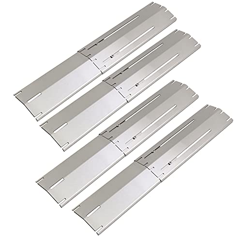 Plowo Universal Adjustable Tent Shield, Stainless Steel Heat Plate, Grill Burner Cover, Heat Tent, Grill Repair Kits for Charbroil and Other Gas Grill Models, BBQ Replacement Parts, Pack of 4