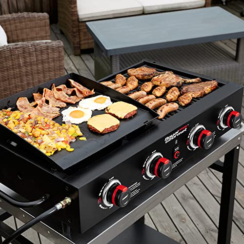 Grills House GD4001TB Propane Grill & Griddle Combo, 4-Burner Portable Gas Grill Griddle for Backyard or Outdoor Cooking, 40000 BTU, Black