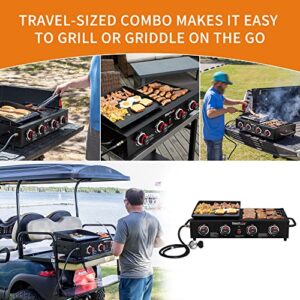 Grills House GD4001TB Propane Grill & Griddle Combo, 4-Burner Portable Gas Grill Griddle for Backyard or Outdoor Cooking, 40000 BTU, Black