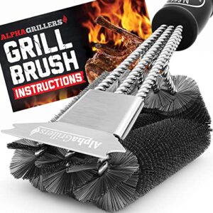 grill brush and scraper - grill cleaner brush grill accessories for outdoor grill - safe bbq brush for grill cleaning - heavy duty 17" grill brushes