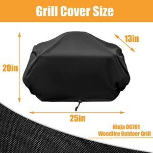 Amerbro Cover for Ninja Woodfire Outdoor Grill - Waterproof Grill Cover for Ninja OG701 Grill Smoker - Anti-Fade & UV Resistant, Heavy Duty 600D Oxford Fabric - 19" x 24" x 13"