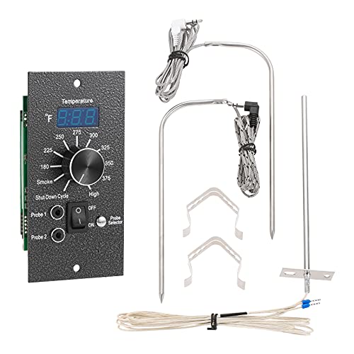 Digital Thermostat Kit, Replacement for Traeger Pro 20/22/34 Camp Chef Wood Pellet Grills - Digital Thermostat Controller Panel Kit with RTD Temperature Sensor and 2 Meat Probes