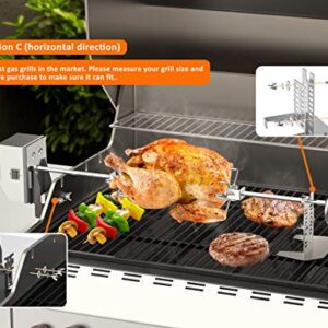 onlyfire Stainless Steel Rotisserie Kit Grilling Accessories with 6 Watt 110V Electric Motor for Gas Grills - 28 × 0.35 Inch Hexagon Spit Rod