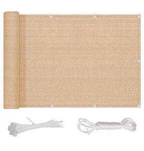 wuzming balcony privacy protective screens, outdoor garden fence privacy protection weatherproof uv protection, with rope and cable ties (color : beige, size : 60x420cm)