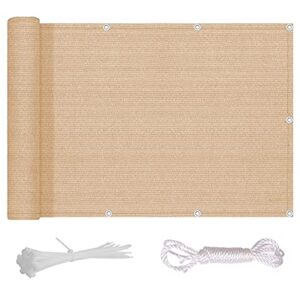 WUZMING Balcony Privacy Protective Screens, Outdoor Garden Fence Privacy Protection Weatherproof UV Protection, with Rope and Cable Ties (Color : Beige, Size : 60x420cm)