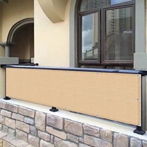 WUZMING Balcony Privacy Protective Screens, Outdoor Garden Fence Privacy Protection Weatherproof UV Protection, with Rope and Cable Ties (Color : Beige, Size : 60x420cm)