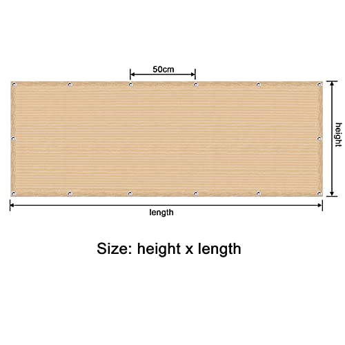 WUZMING Balcony Privacy Protective Screens, Outdoor Garden Fence Privacy Protection Weatherproof UV Protection, with Rope and Cable Ties (Color : Beige, Size : 60x420cm)