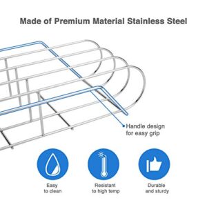 Extra Long Stainless Steel Rib Rack for Smoking and Grilling, Holds up to 3 Full Racks of Ribs, Fits 18” or Larger Gas Smoker or Charcoal Grill, Perfect Smoker Accessories Gifts for Men