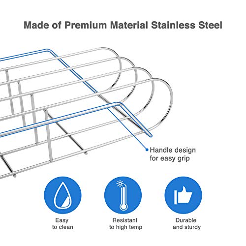 Extra Long Stainless Steel Rib Rack for Smoking and Grilling, Holds up to 3 Full Racks of Ribs, Fits 18” or Larger Gas Smoker or Charcoal Grill, Perfect Smoker Accessories Gifts for Men