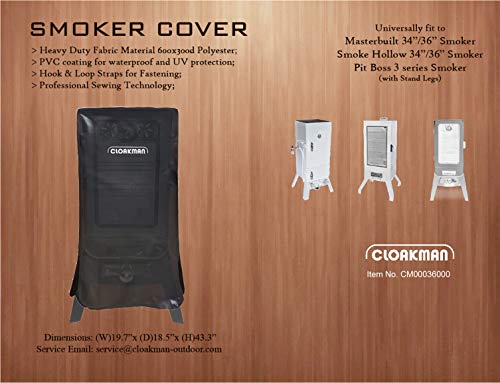 CLOAKMAN Premium Heavy-Duty Smoker Cover Applicable to Pit Boss 3 Series Smoker and Masterbuilt MPS230/Smoke Hollow 3615GW 34162G 3616DEW 34 in & 36 in Vertical Smokers COS-244