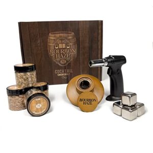 bourbon haze cocktail smoker kit with torch - old fashioned smoker kit, bourbon smoker kit, whiskey smoker kit (no butane)