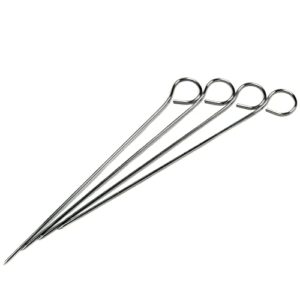 chef craft premium bbq skewers, 9 inch 4 piece set, stainless steel