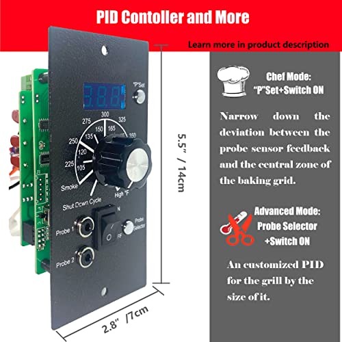 PID Control Board Replacement with Custmized Function for Digital Pro Controller (Item#365) with RTD Sensor, 2 Packs of Meat Probe.