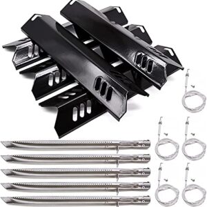 Adviace Grill Parts Kit Compatible with Dyna-Glo Dynaglo DGF510SBP DGF493BNP, Backyard Grill BY13-101-001-12 BY15-101-001-02 GBC1461W, 5 Pack Heat Plate Shields & Grill Burner Tubes & Grill Igniters