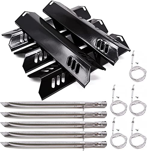 Adviace Grill Parts Kit Compatible with Dyna-Glo Dynaglo DGF510SBP DGF493BNP, Backyard Grill BY13-101-001-12 BY15-101-001-02 GBC1461W, 5 Pack Heat Plate Shields & Grill Burner Tubes & Grill Igniters