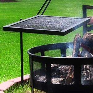 Sunnydaze Adjustable Swivel Fire Pit Cooking Grill Grate - Outdoor Backyard Heavy-Duty Steel Campfire Barbecue Rack - 360-Degree Rotating Ability - 24-Inch