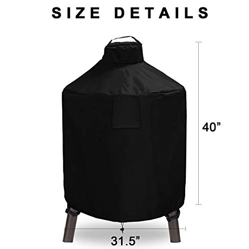 WOMACO Cover for Large Big Green Egg Waterproof Ceramic Grill Cover Heavy Duty Outdoor Small Medium XL Smoker Green Egg Ventilated Protective Covers (Large, Black)