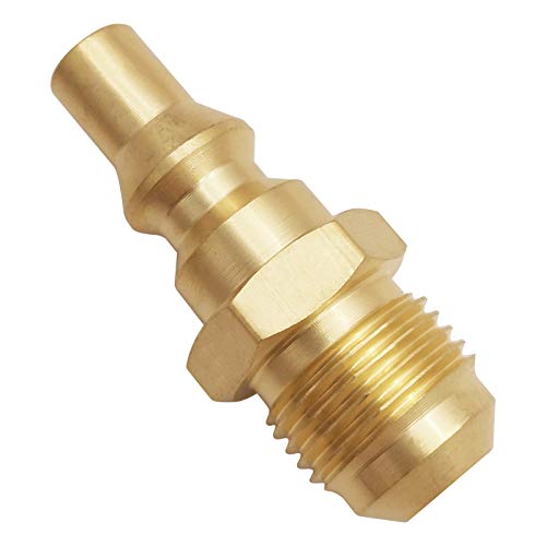 MENSI 3/8" Male Flare X 1/4" Quick Connect Plug for Female Flare Propane Extension Hose Hook RV Gas Supply