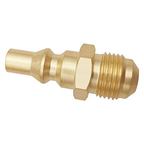 MENSI 3/8" Male Flare X 1/4" Quick Connect Plug for Female Flare Propane Extension Hose Hook RV Gas Supply