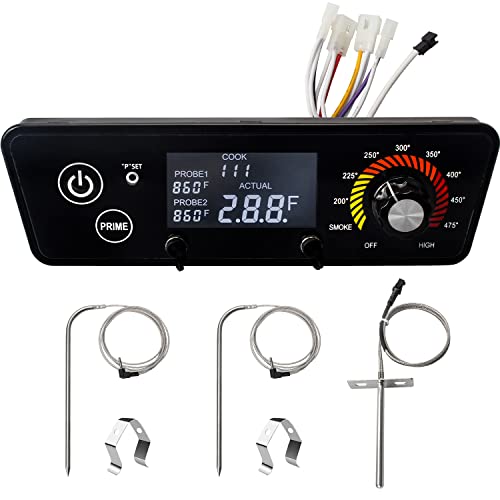 LCD Digital Thermostat Kit Replacement for Pit Boss Grills P7-340/700/1000 Compatible with Pit Boss Classic Austin XL Tailgater Control Board with 2*Meat Probes, RTD Temperature Probe