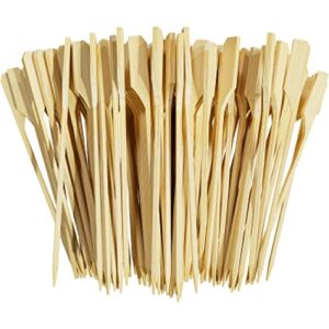 noa store bamboo skewers 4 inch, wooden paddle picks, skewers for appetizers, cocktail, fruit kabobs, sandwich, barbeque snacks - 200 count