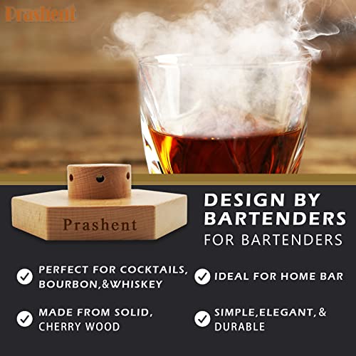 Cocktail Smoker Kit Prashent Old Fashioned Smoker Kit with Wood Chips Bartender Wooden Stand for Cocktails Whiskey Bourbon Gifts for Men Husband Dad Boyfriend