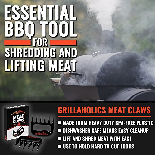 Grillaholics BBQ Meat Shredder Claws - Wolverine Style Ultra-Sharp Blades Quickly Lift Handle & Shred Meats - Best Dishwasher Safe Bear Claw Pulled Pork Meat Shredders in BBQ Grill Accessories (Black)