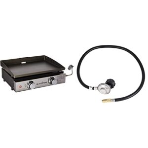 blackstoneblackstone tabletop griddle, black, 22 inch & propane adapter hose & regulator for 20 lb tank, gas grill & griddle - extends up to 3 feet - 5471blackstone