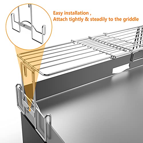 MixRBBQ Adjustable Griddle Warming Rack for Blackstone 17" 22" 28" 36" Griddles, Universal Cooking Grate BBQ Accessories Compatible with Camp Chef, Pit BOSS, Razor, Cuisinart, Royal Gourmet Griddles