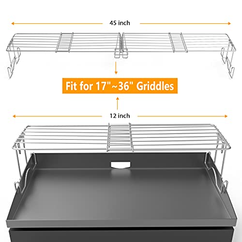 MixRBBQ Adjustable Griddle Warming Rack for Blackstone 17" 22" 28" 36" Griddles, Universal Cooking Grate BBQ Accessories Compatible with Camp Chef, Pit BOSS, Razor, Cuisinart, Royal Gourmet Griddles